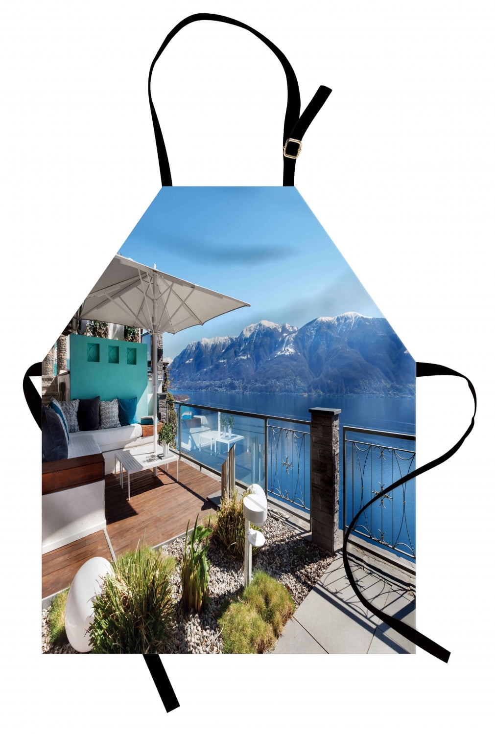 Modern Apron Lake View with Snowy Peak Mountain and Ocean Seascape ...