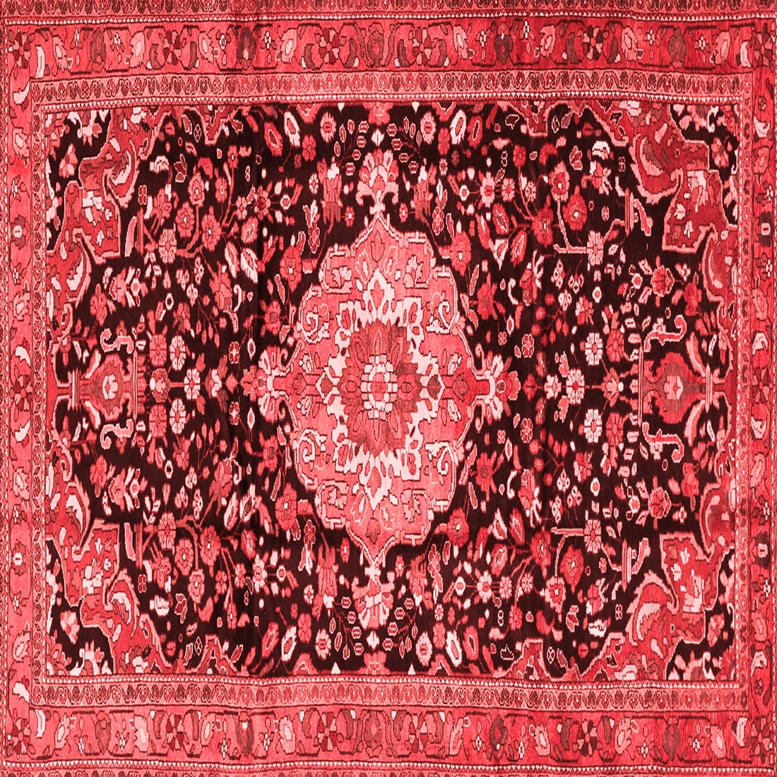 Ahgly Company Indoor Square Medallion Red Traditional Area Rugs, 4 ...