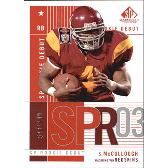 2003 SP Game Used Edition #115 Sultan McCullough RC /600 NFL Football ...