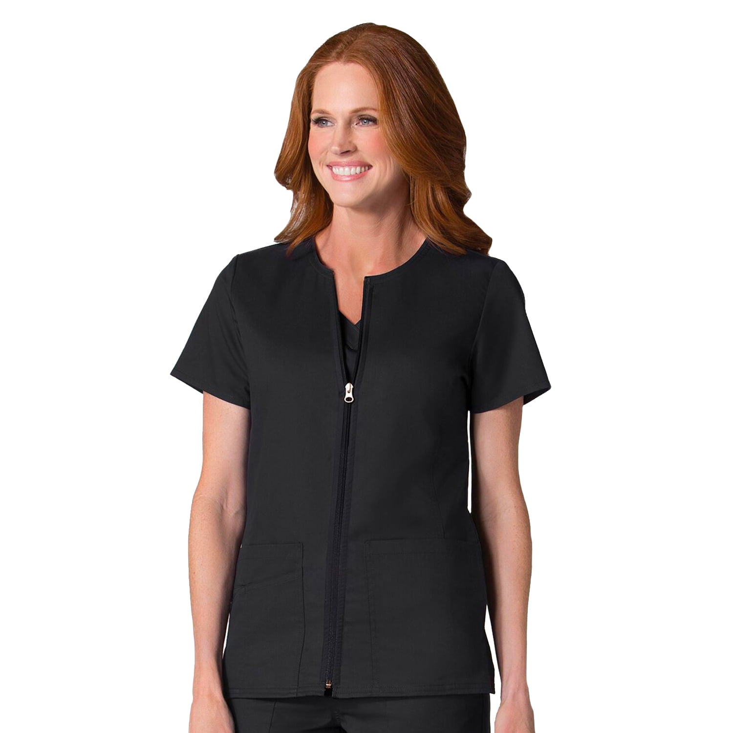 Maevn EON Women's Short Sleeve Zip Front Solid Scrub Jacket - Walmart.com