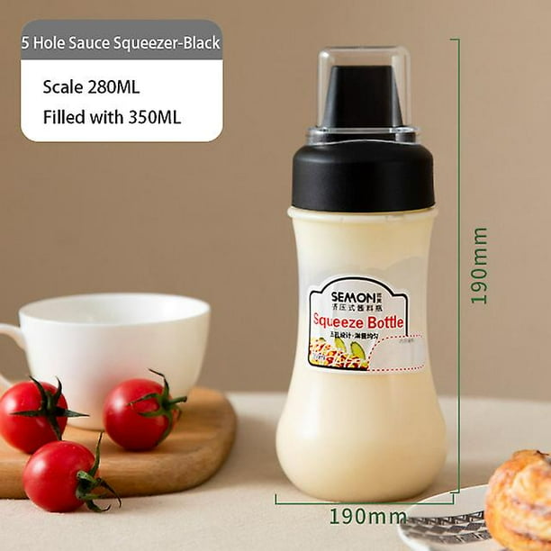 350ml 5 Hole Squeeze Condiment Bottles With Nozzles Plastic Ketchup Mustard Hot Sauces Olive Oil ...