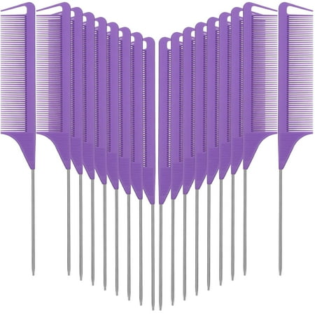 18 Pieces Parting Comb for Braids, Rat Tail Comb Stainless Steel ...