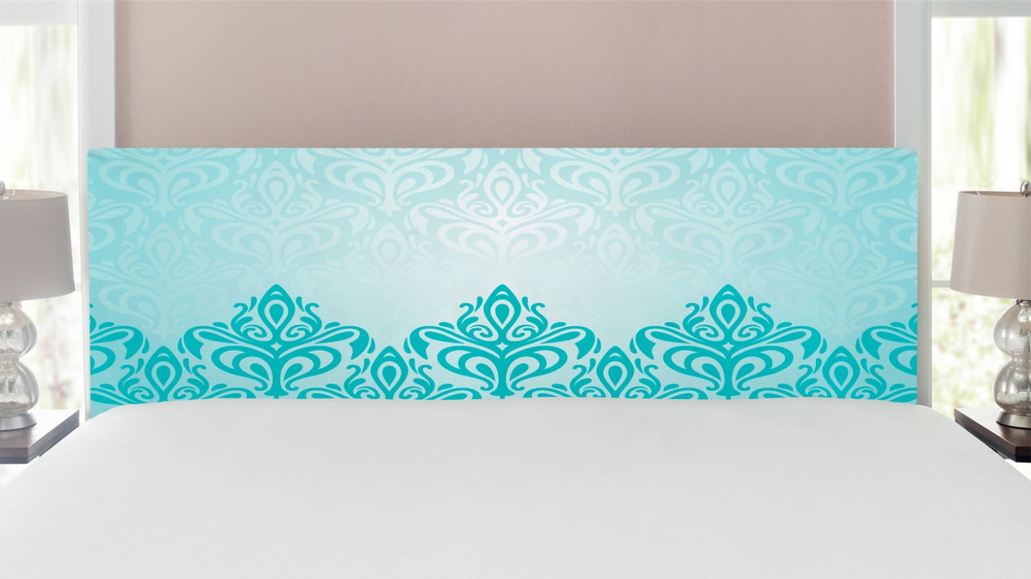 Turquoise Headboard, Retro Style Medieval European Victorian Gradient ...