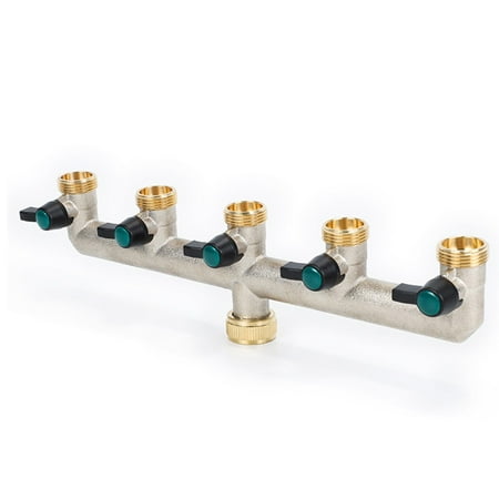 5-Way Brass Water Tap Distributor 3/4 Inch Water Distributor 5 Garden ...