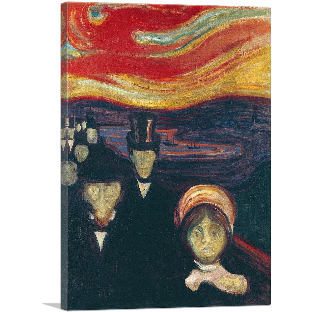 ARTCANVAS Anxiety 1894 Canvas Art Print by Edvard Munch - Size: 12" x 8 ...