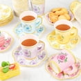 48 Sets Floral Paper Tea Cups and Saucers Disposable Party Supplies ...