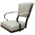 Pemberly Row Swivel Caster Chair in Ocean Beige Vinyl Brown Metal ...