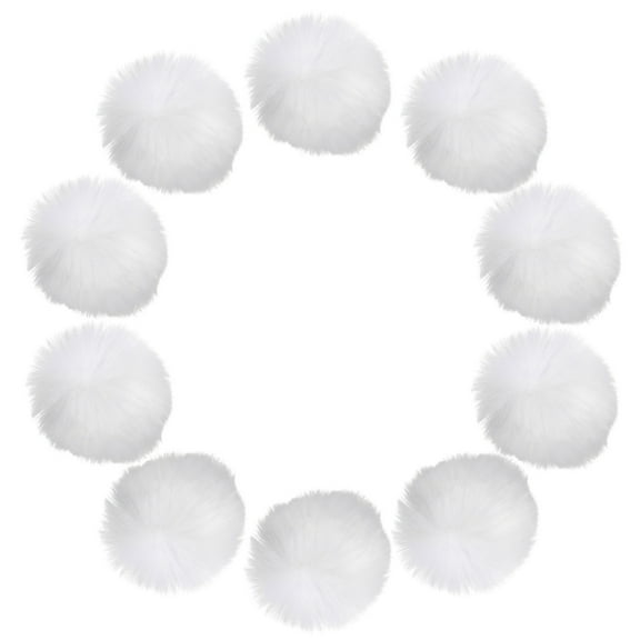 Faux Fur Pom Poms for Hats Crafts Fluffy Pom Poms with Elastic Loop for ...
