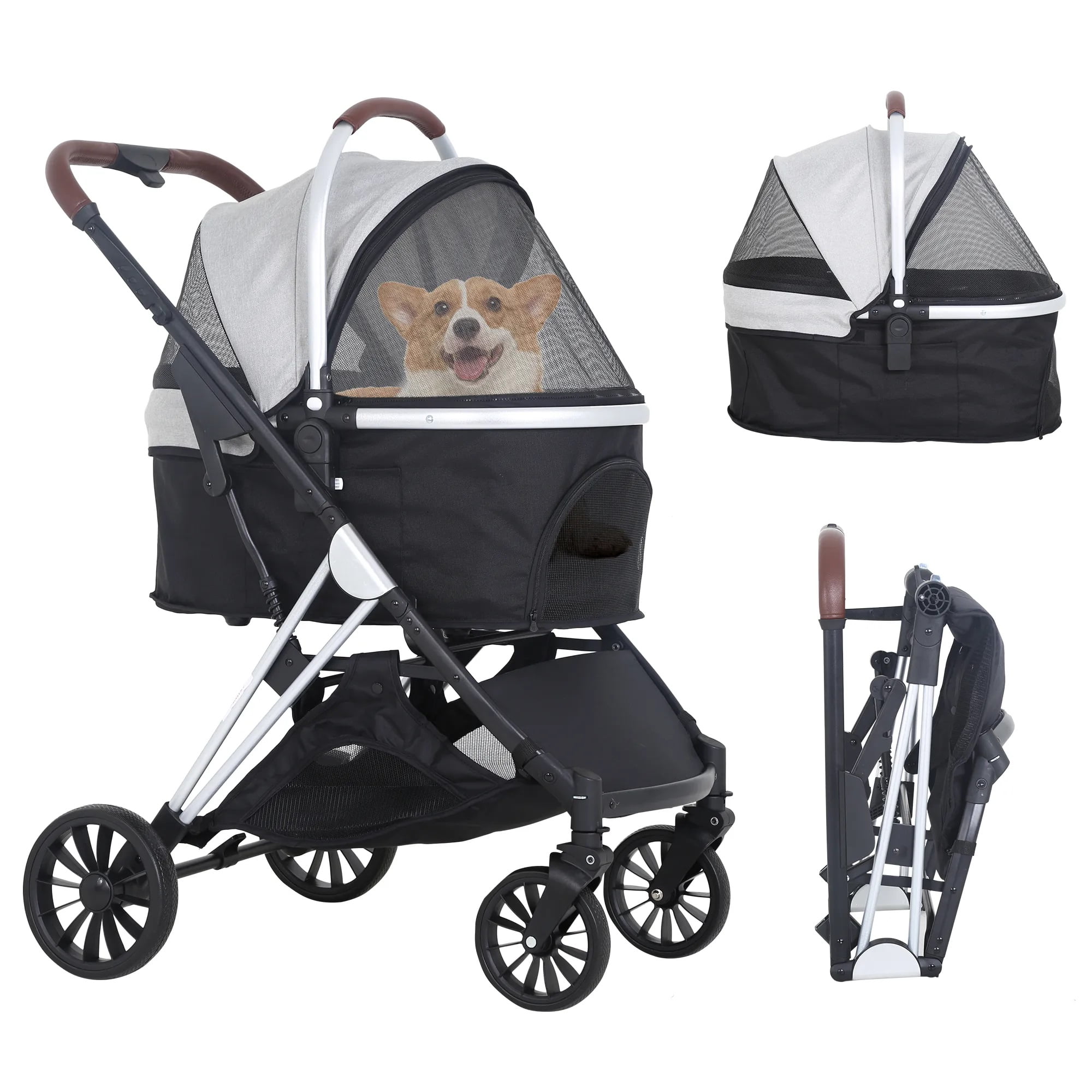 YRLLENSDAN Pet Stroller, Premium 3-in-1 Multi-function Foldable Dog ...