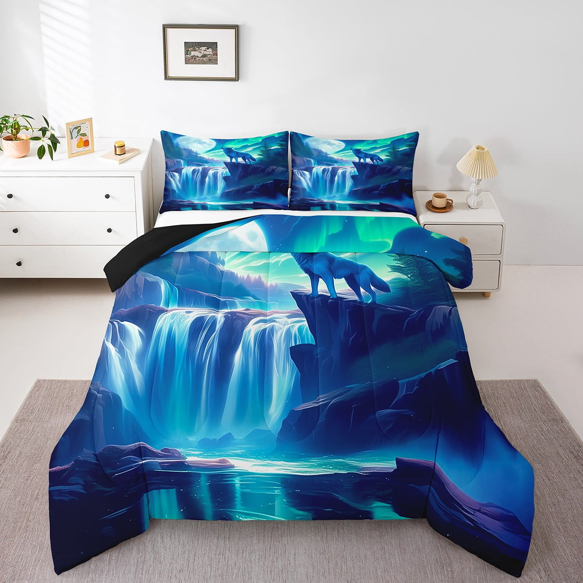Click here for Yst Howling Wolf Bedding Twin Size moonlight Auror... prices