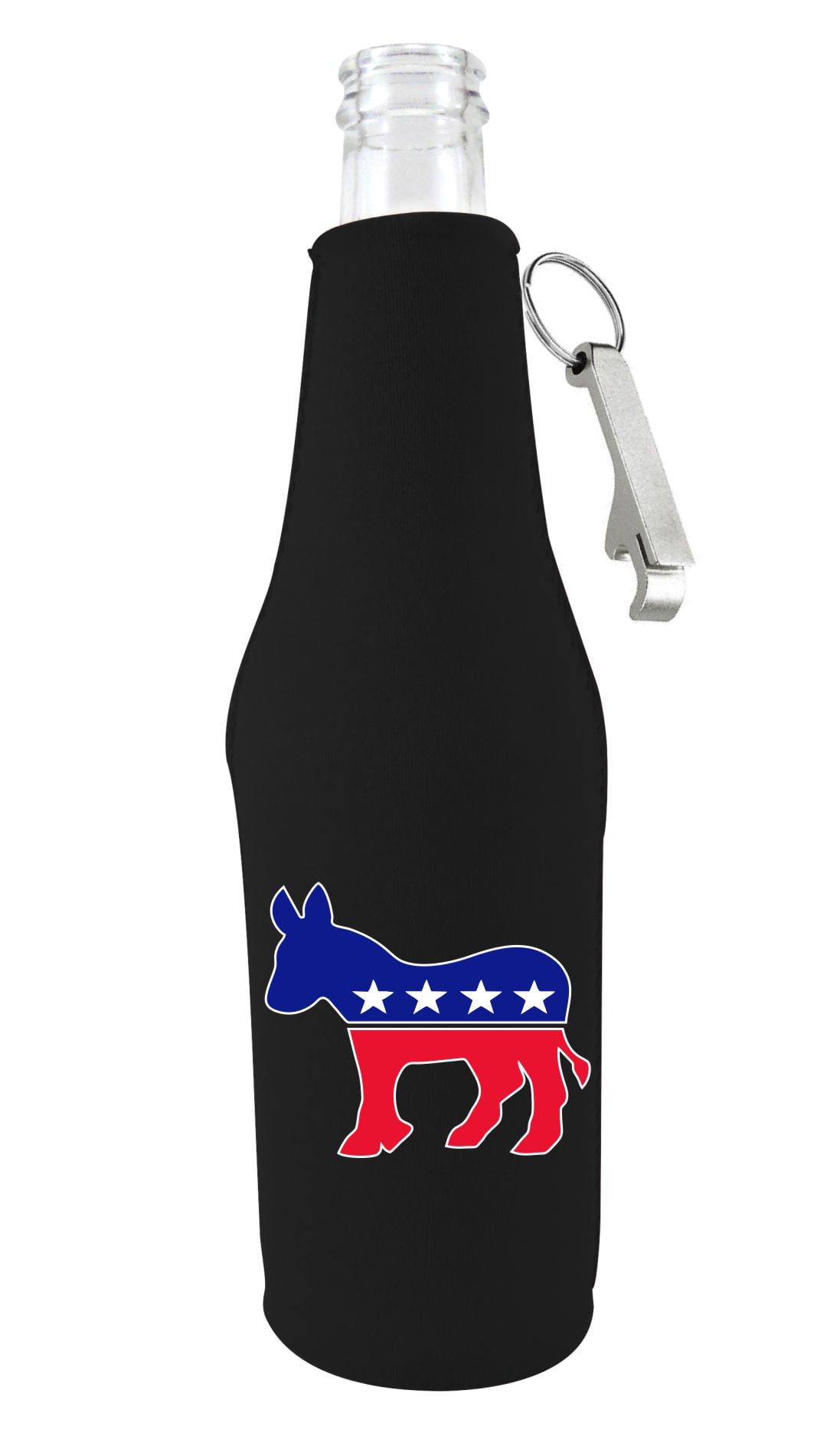 Democratic Party Donkey Logo Beer Bottle Coolie (Black With Opener ...