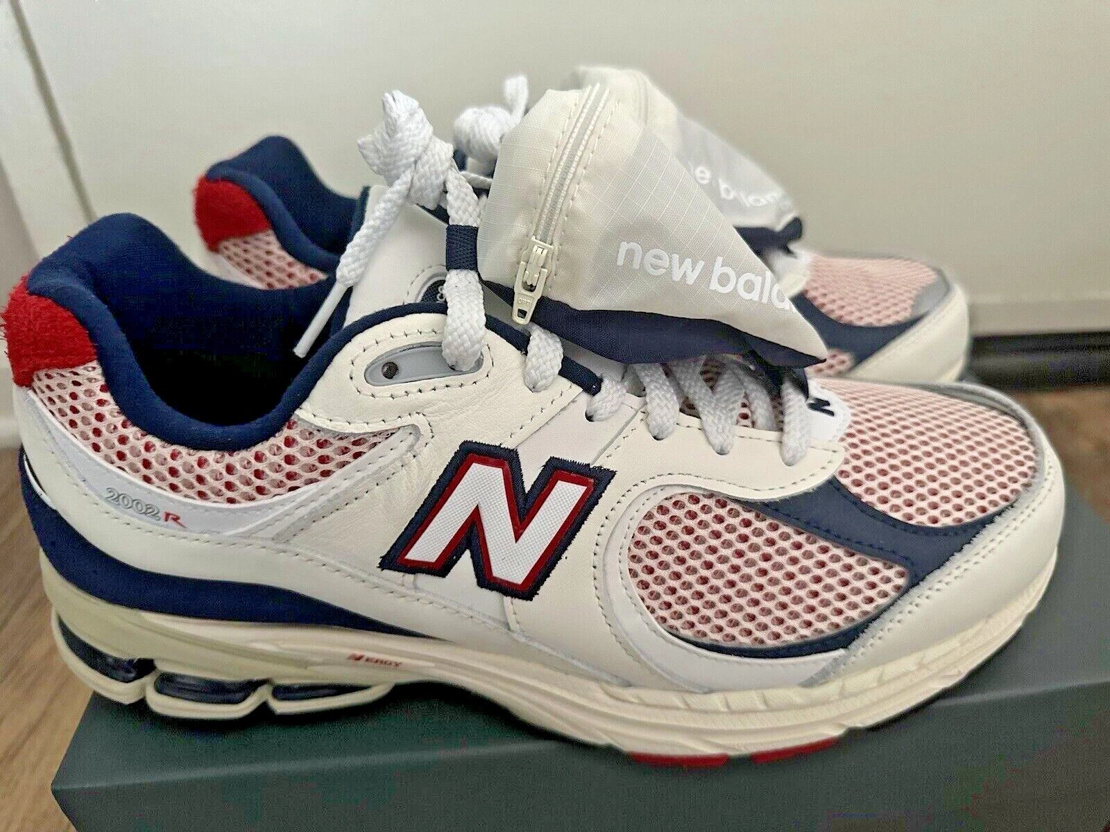 New Balance 2002R Team Red Navy Pouch M2002RVE Mens Running Shoes ...