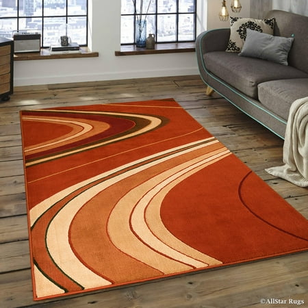 Allstar Orange Modern Contemporary Area Rug (5' 2" x 7' 2") - Walmart.com
