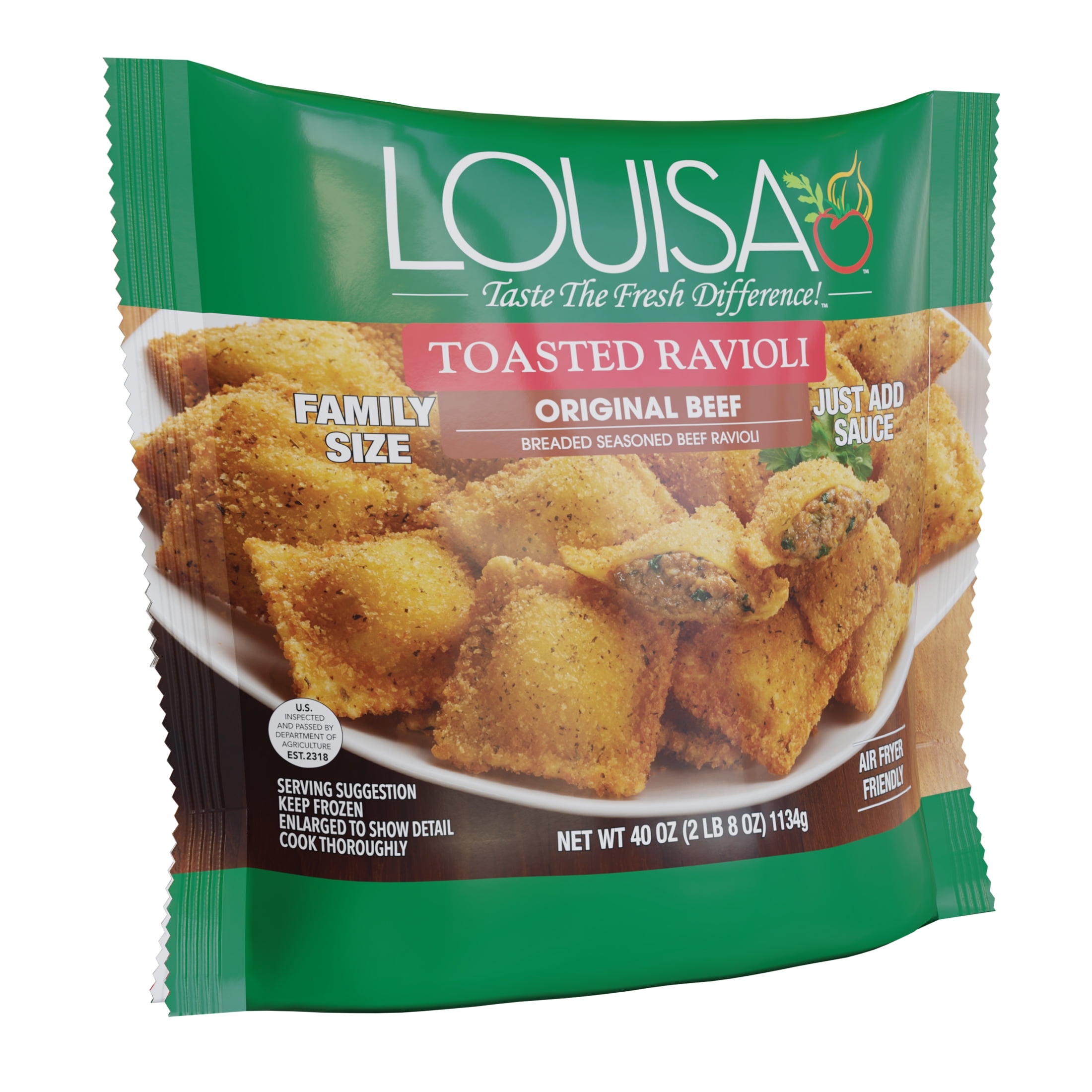 Louisa Original Beef Toasted Ravioli, Frozen, Frozen Pasta Meal, Family ...