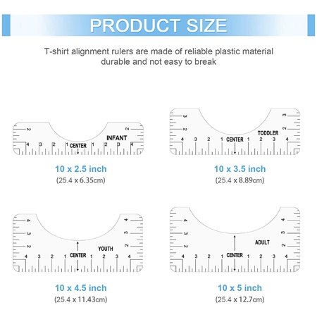 4 Pieces T-Shirt Alignment Rulers and 4 Pieces Sewing Ruler Tools Set ...