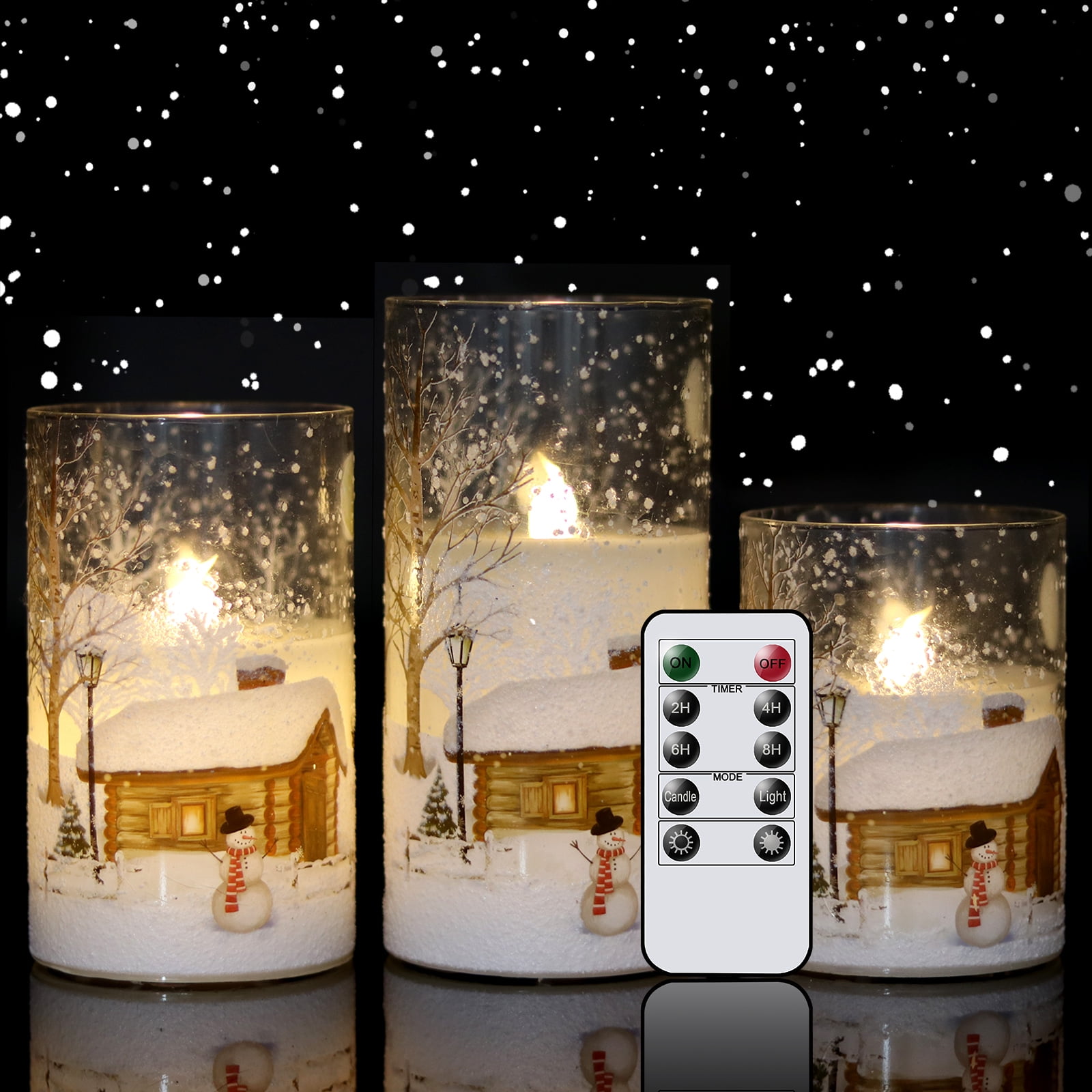 Christmas Led Candles with Timer and Remote, Flickering Glass Flameless ...