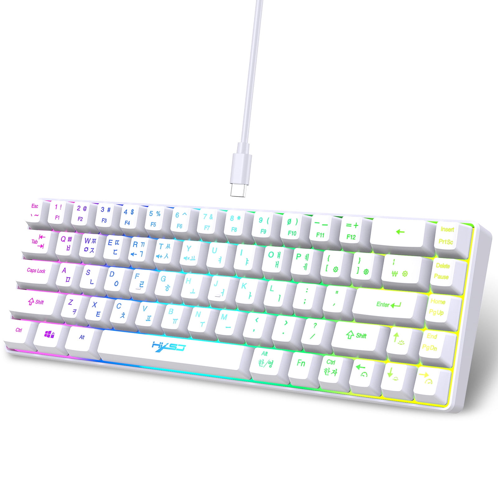Teclado HXSJ V200 Mini teclado para juegos K68 RGB Streamer con cable ...