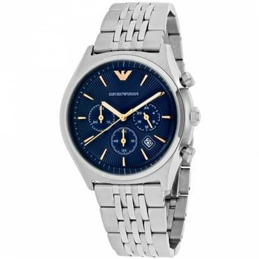 Emporio Armani Men's Stainless Steel Chronograph Watch, Black Dial ...