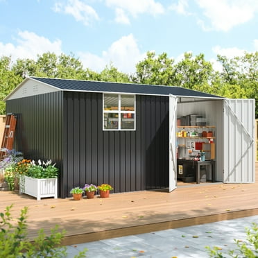 6x3.5FT Outdoor Storage Shed for Backyard, Pitched Roof Tool Shed with ...