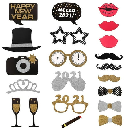Lepai 1 Set Of 21pcs New Year Photo Booth Props Set Handheld Festive ...