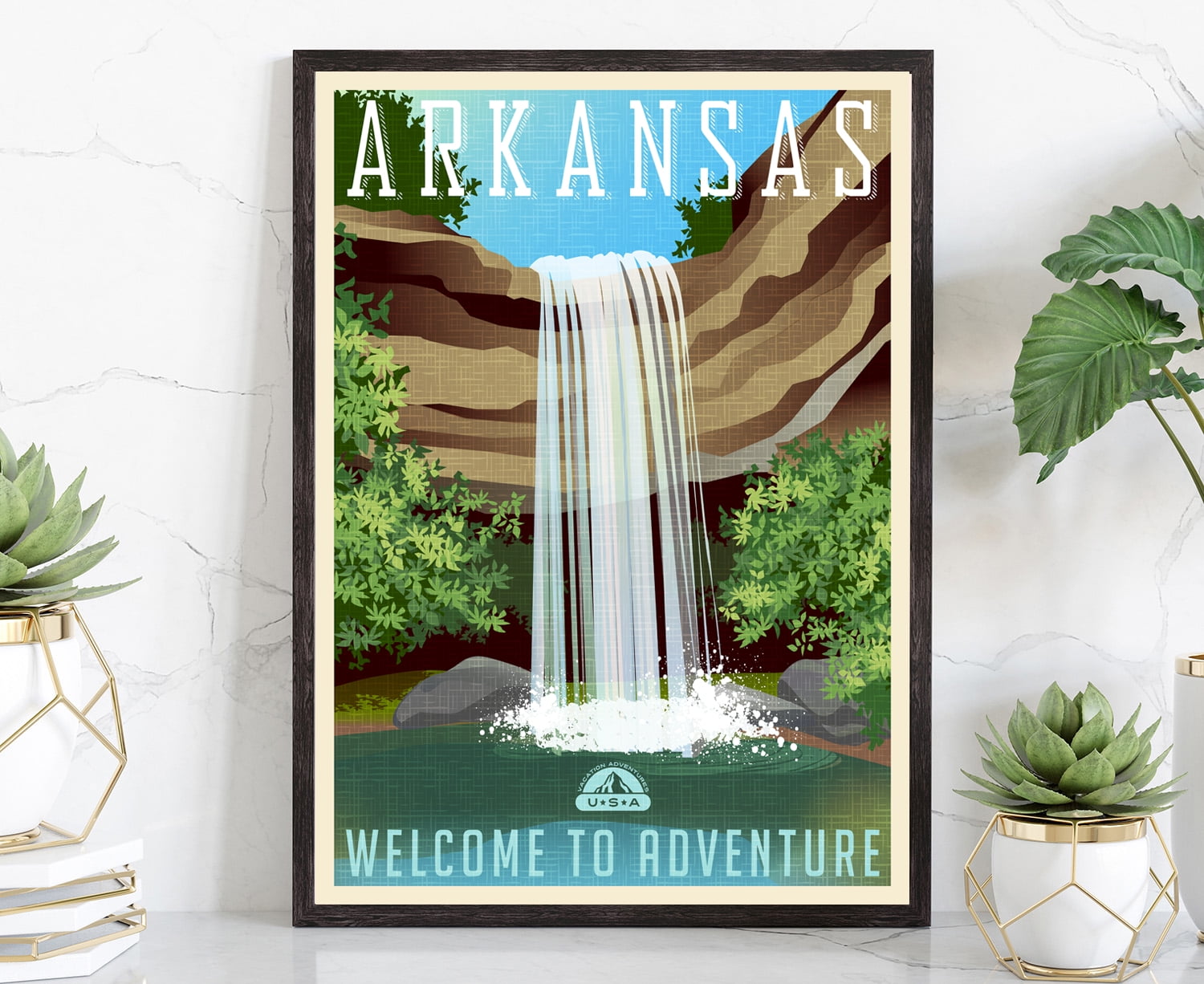 Pera Print Retro Style Travel Poster, Arkansas, Vintage Rustic Poster ...