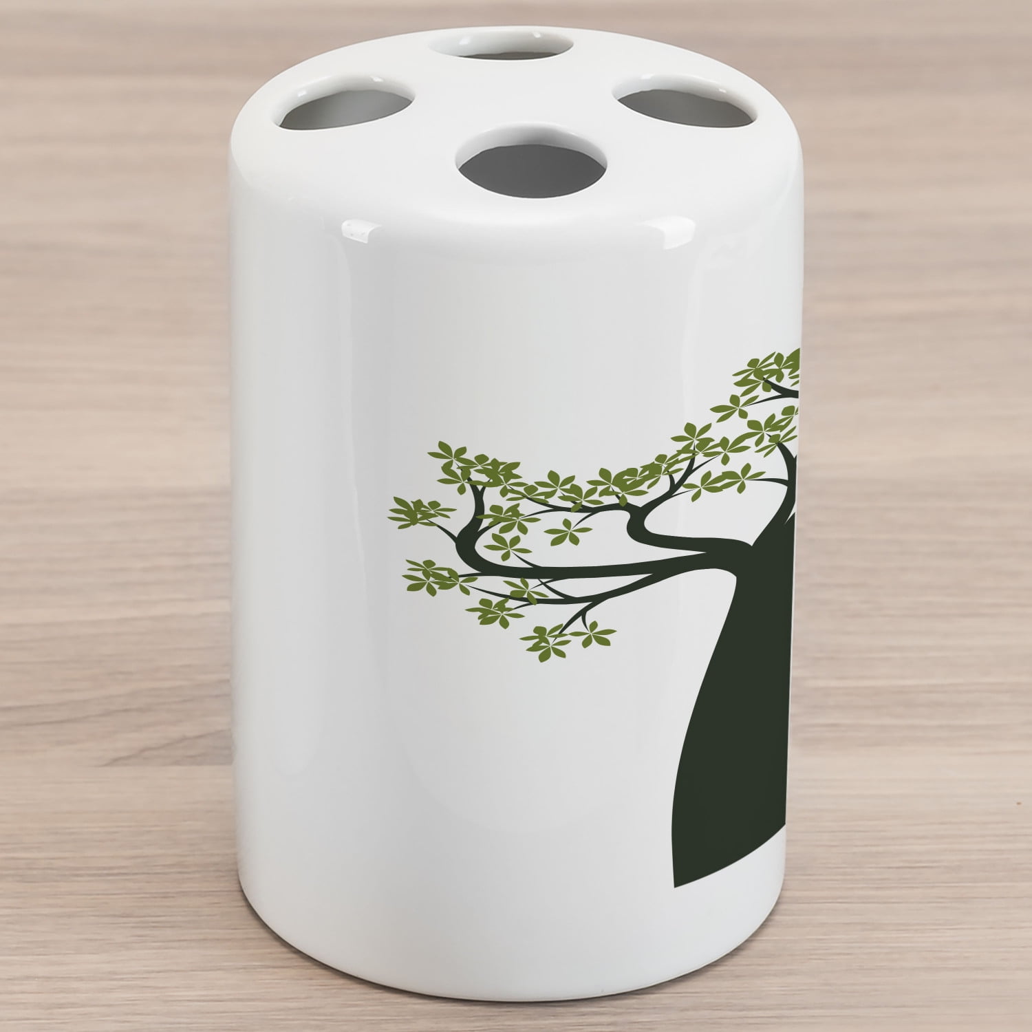 Tree Ceramic Toothbrush Holder, Nature Garden Art Themed Illustration ...