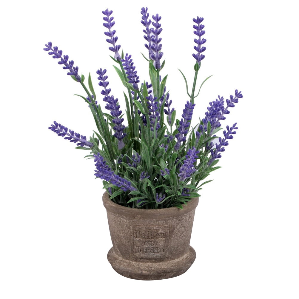 Lavender Artificial Flowers Potted Plants Fake Pot Plant Flower Faux ...