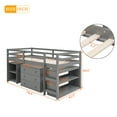 LHYY Low Study Twin Loft Bed with Cabinet and Rolling Portable Desk ...