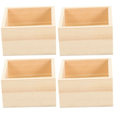 Gerich Plain Wood Wooden Square Hinged Storage Boxes Craft Gift Box,S ...