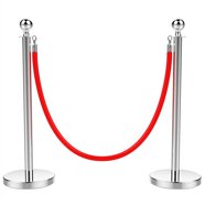 Costway 6Pcs Stanchion Posts Queue Pole Retractable 3 Velvet Ropes with ...