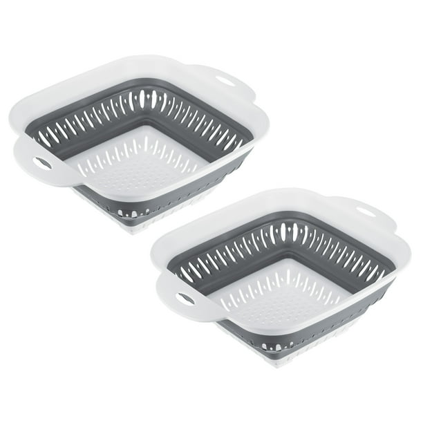 Uxcell 2pcs Silicone Folding Drain Basket Fruit Vegetable Washing ...