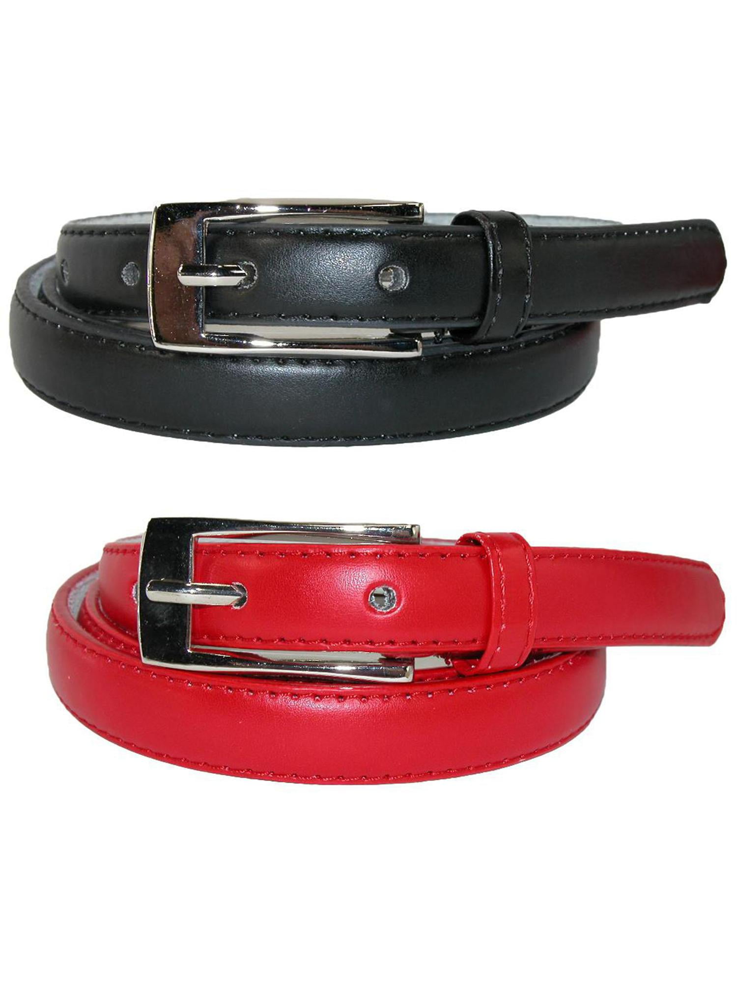 CTM Skinny Leather Dress Belt (Pack of 2 Colors) (Women) - Walmart.com