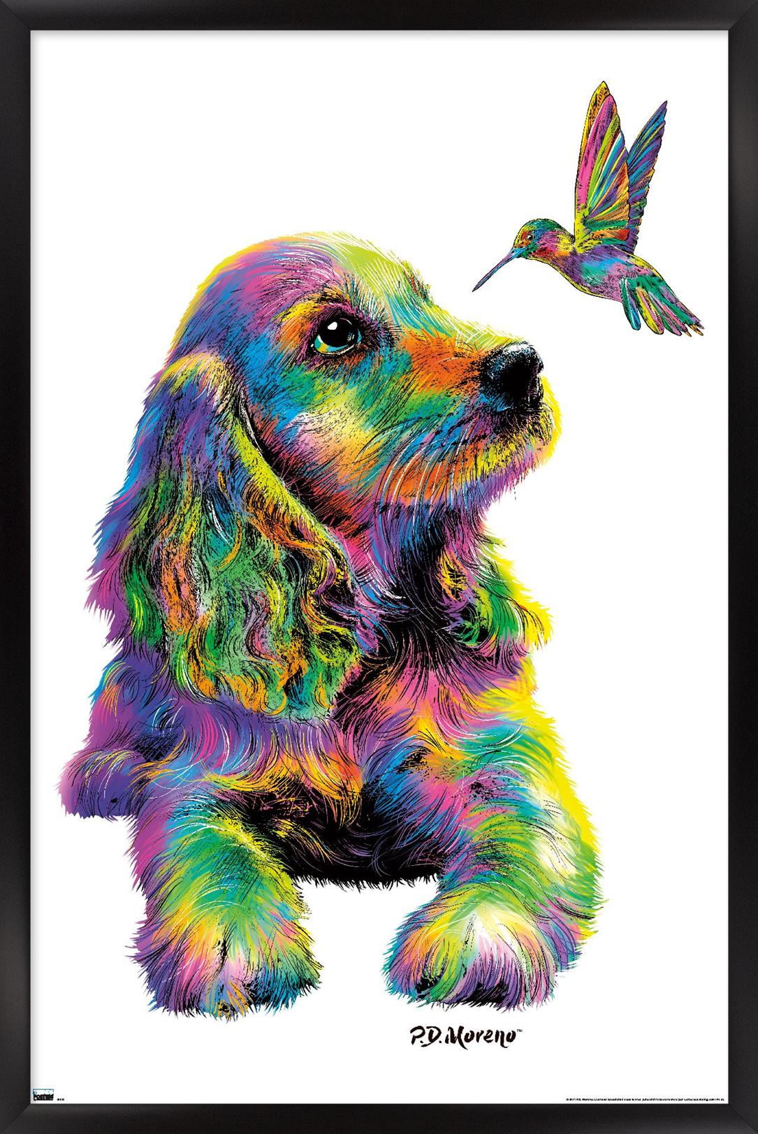 PD Moreno - Dog and Hummingbird Wall Poster, 22.375" x 34", Framed ...