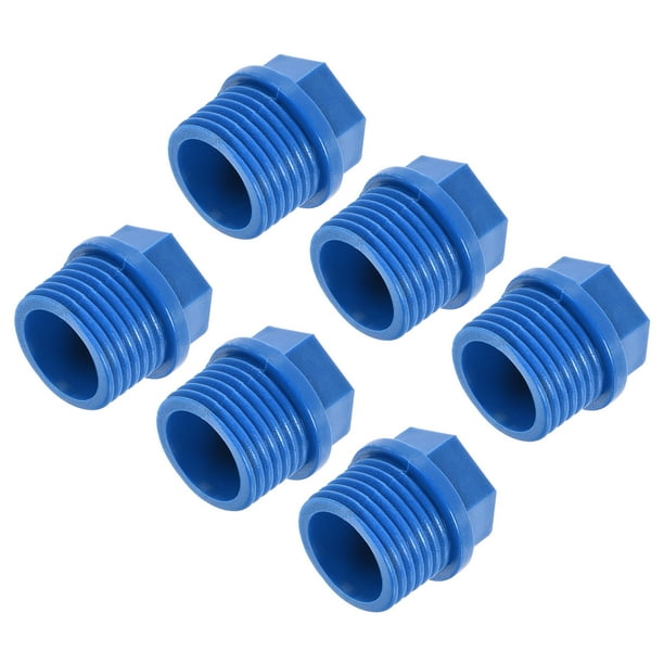 Uxcell G1/2 Male Threaded PVC Hex Head End Cap Pipe Plug Fitting Blue 6 ...