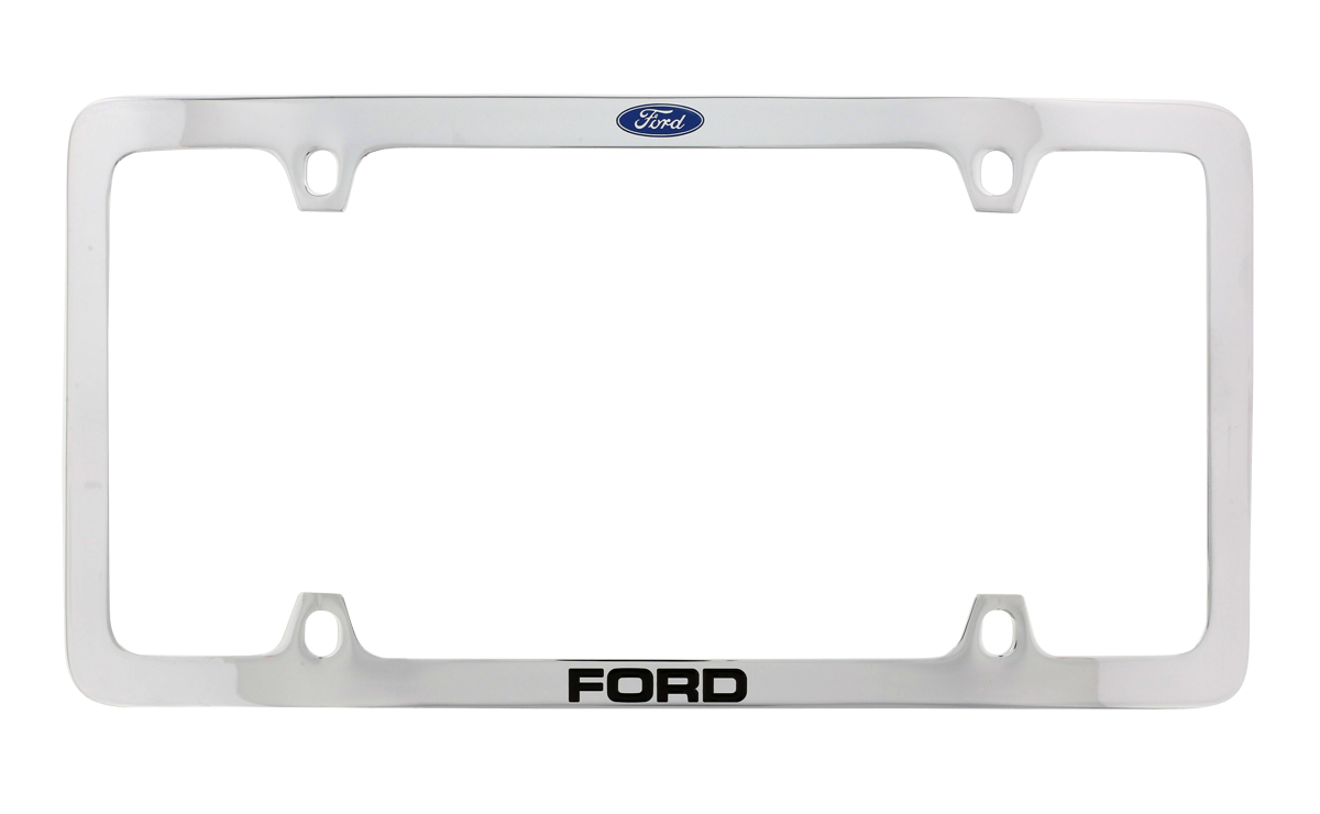 Ford with Logo Thin Rim Chrome Plated Brass Metal License Plate Frame ...