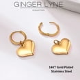 Heart Huggie Hoop Dangle Earrings for Women 14kt Gold-Plated Stainless ...