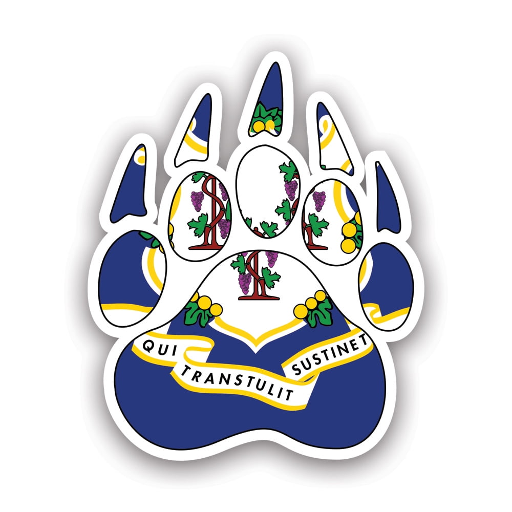 Connecticut State Bear Print Shaped Sticker Decal - Self Adhesive Vinyl ...