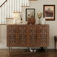 HLR 48" Accent Cabinet with 4 Doors, Vintage Hollow Carving Storage ...