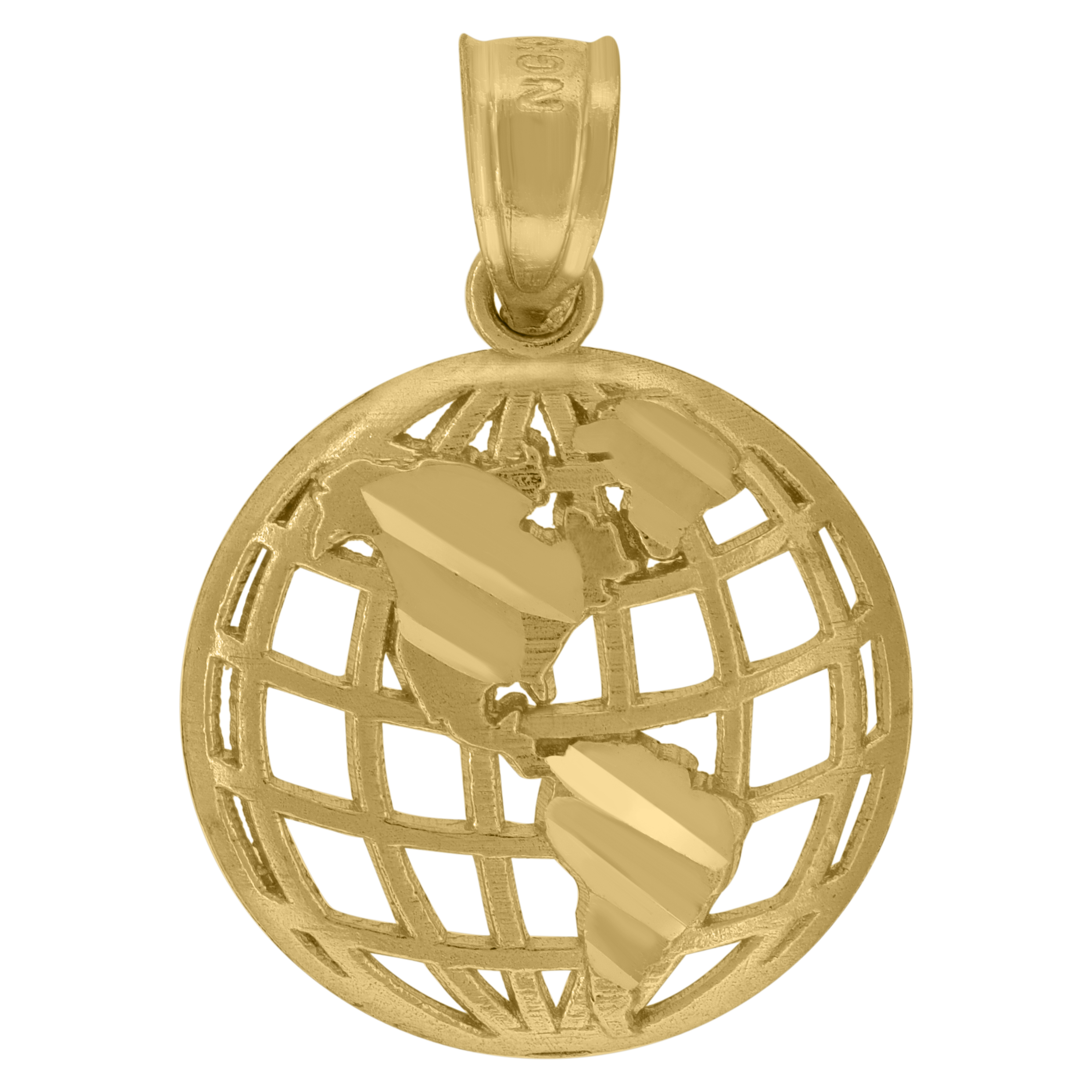 FB Jewels 10k Yellow Gold Diamond cut Polished Mens World Earth Ht