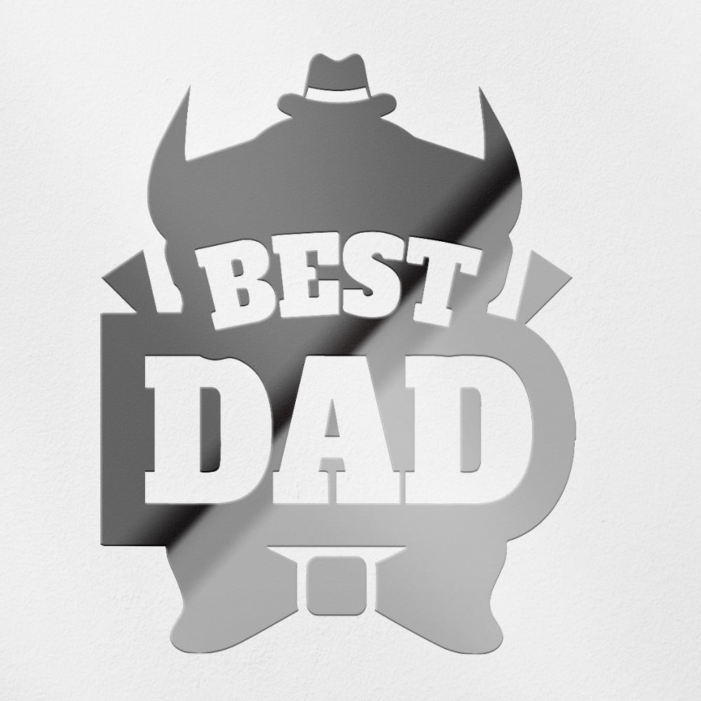 Transparent Decal Stickers Of Best Dad (Metallic Silver) Premium ...