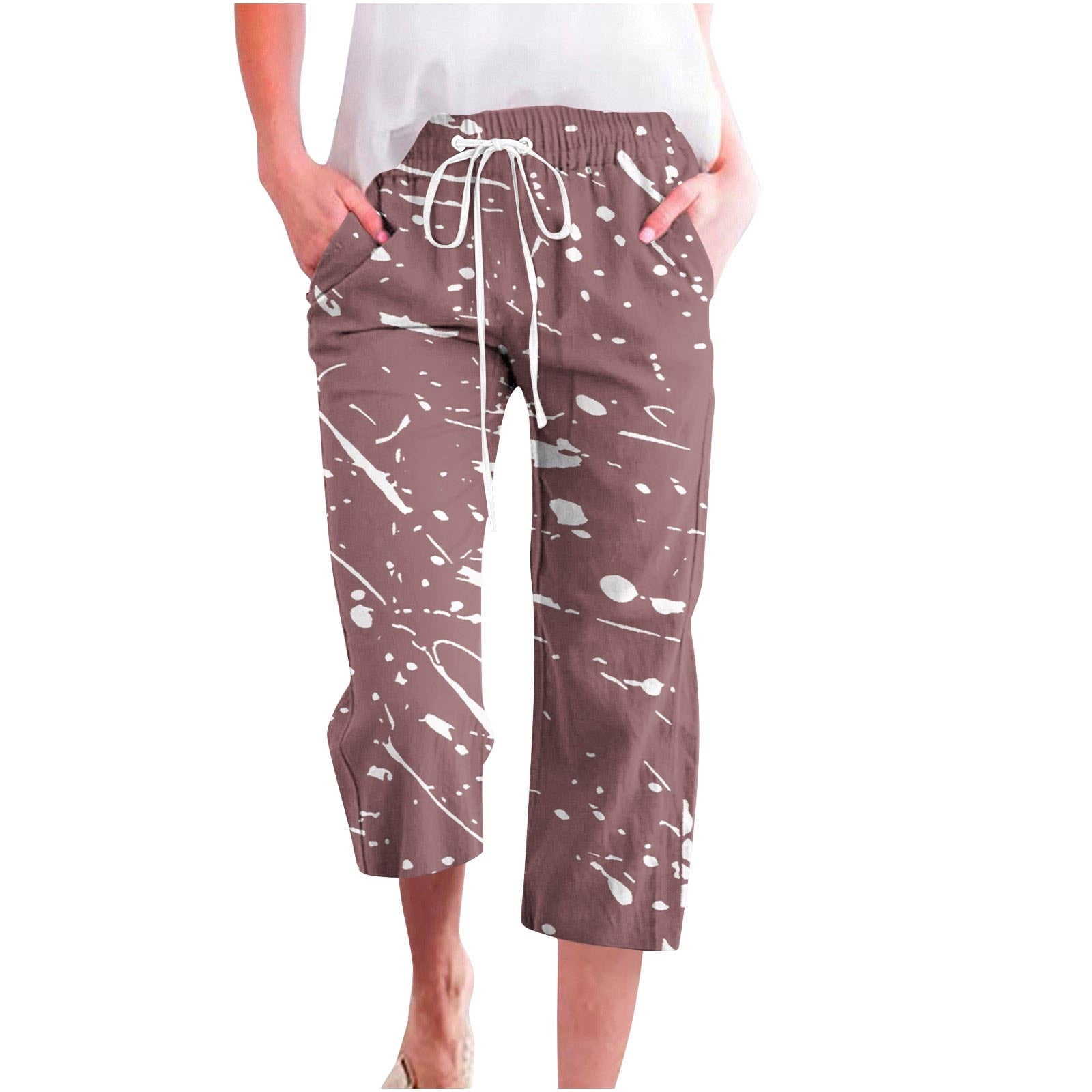 Oalirro Drawstring Pants Women Petite Short Cropped Trousers Women’S ...