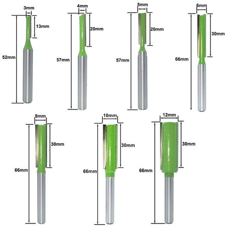 Straight Router Bit, 7pcs Tungsten Carbide Router Bits 6mm Shank Router ...