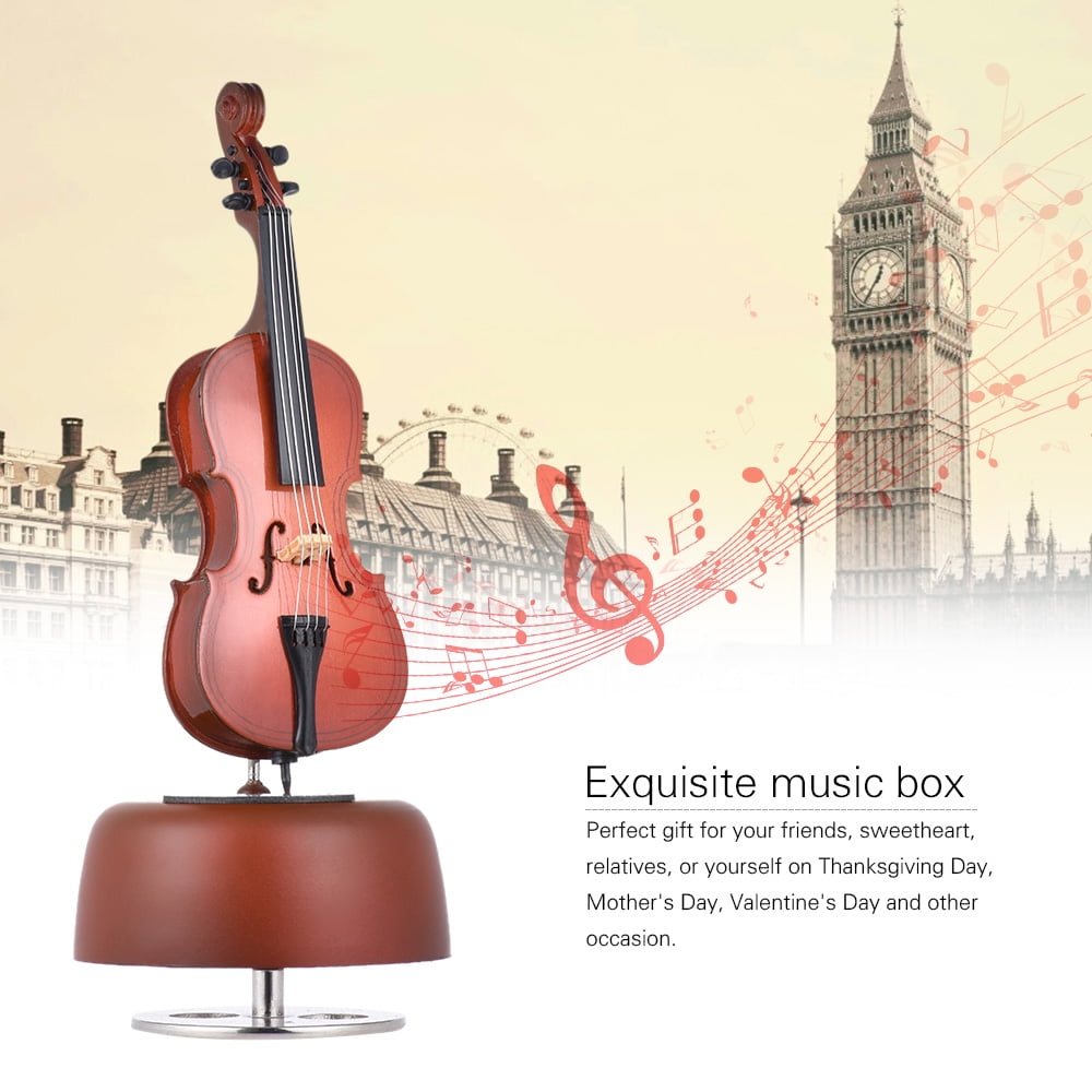 Classique Wind Up Cello Music Box avec Rotating Musical Instrument base ...
