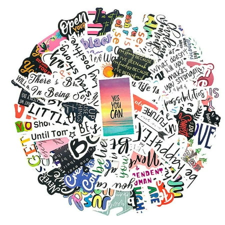 English Inspirational Text Stickers 100 Pcs Vinyl Waterproof English ...