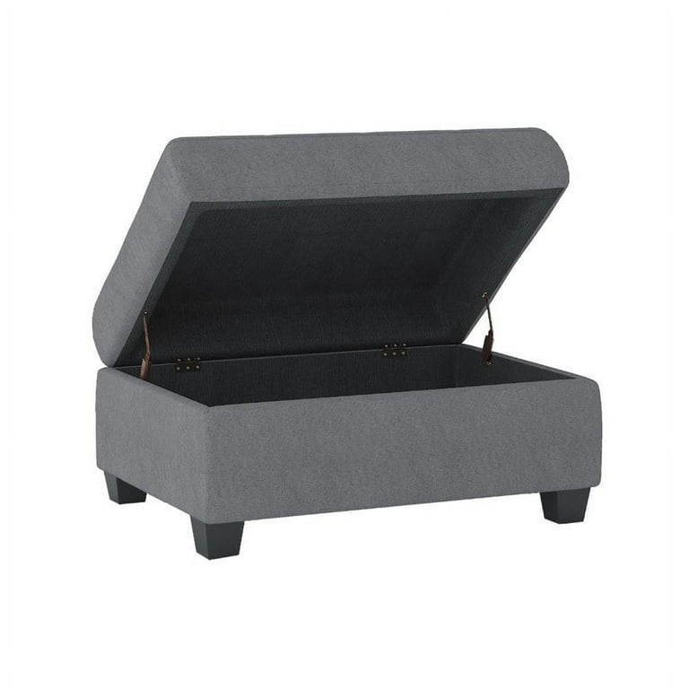Black Microfiber Storage Ottoman