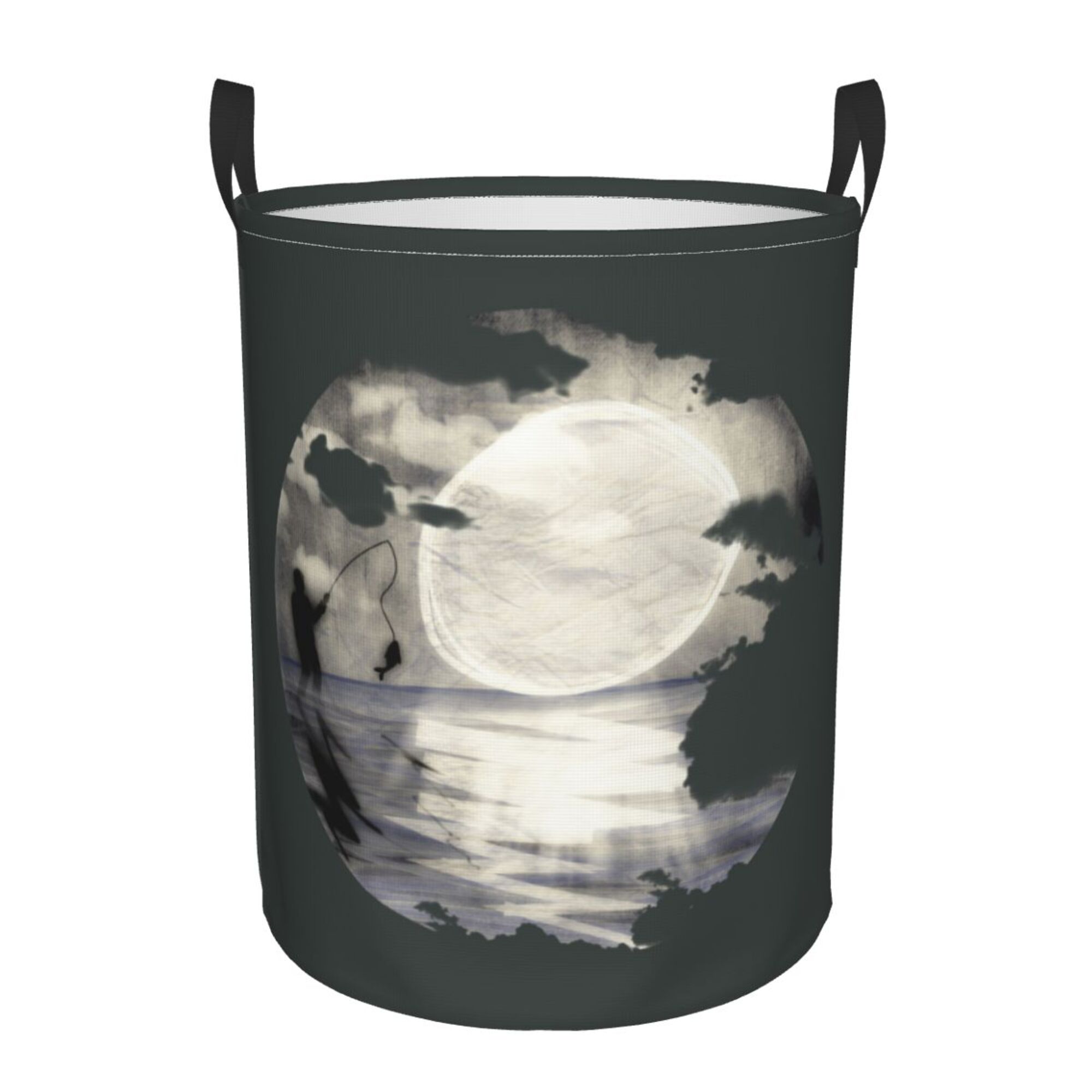 XMXY Round Laundry Basket Organizer, Fantasy Ocean Fishing Waterproof ...