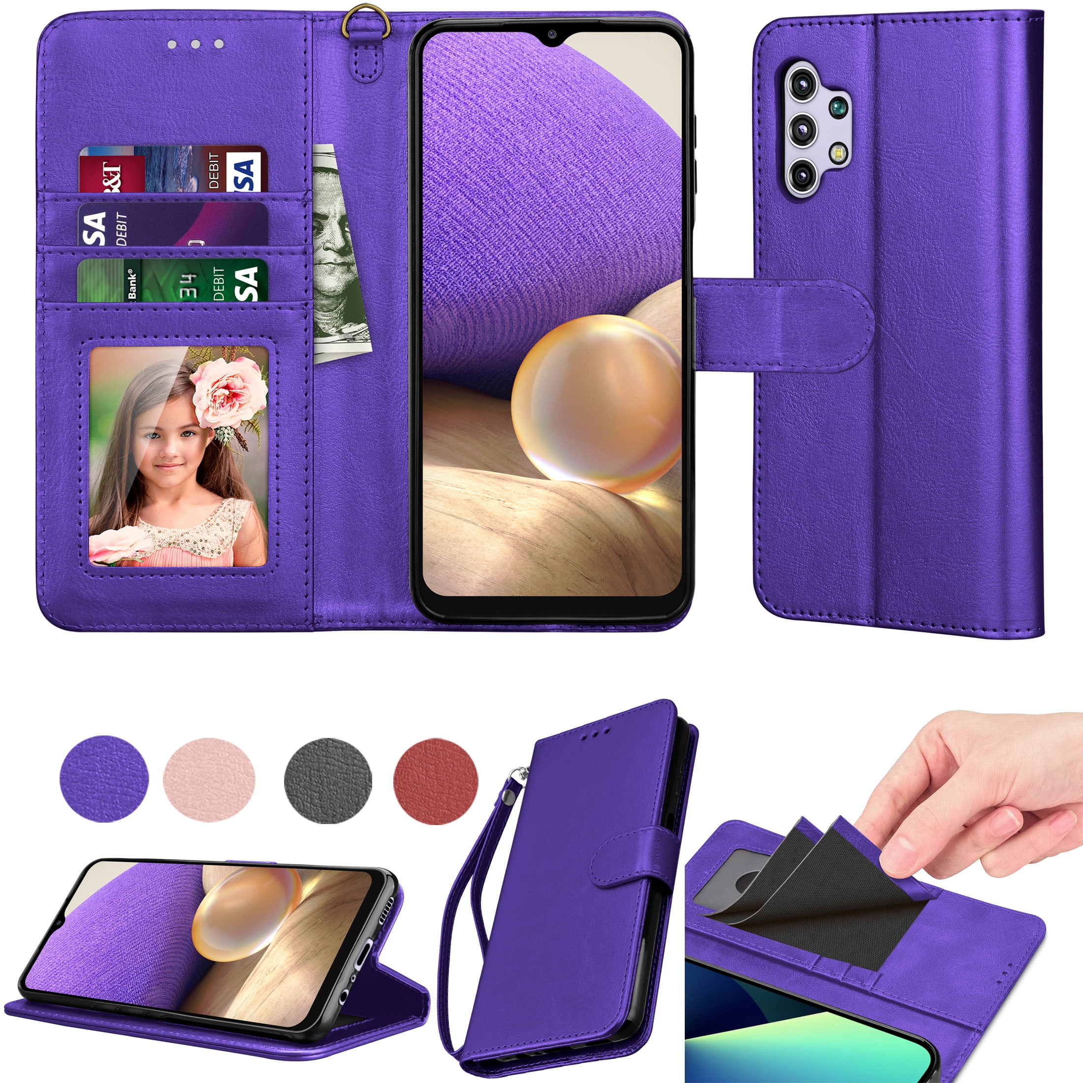 Njjex for Samsung Galaxy A32 5G Wallet Phone Case, Lanyard Flip Card ...