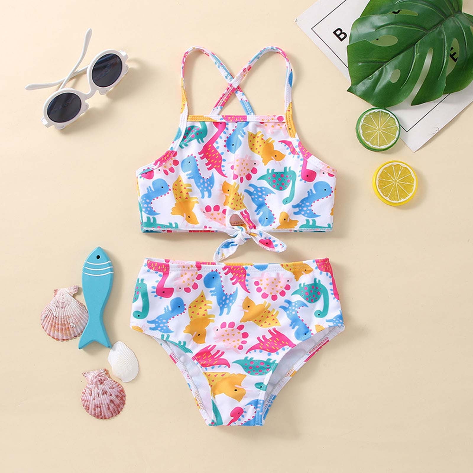 Mikilon Toddler Girl Summer Swimsuit Sleeveless Cute Cartoon Print ...
