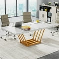 Tribesigns 63'' White & Gold Conference Table, Rectangle Top, Modern ...