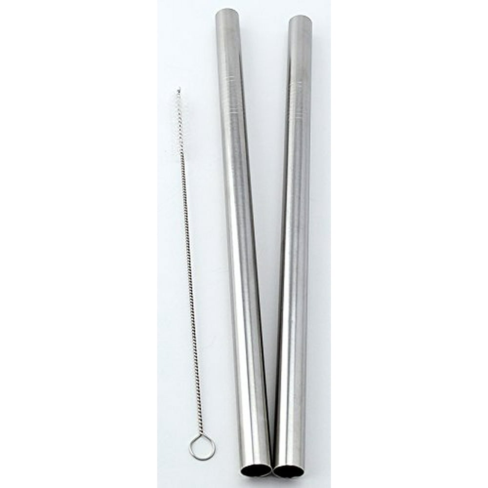 2 Stainless Steel Straws Big Straw Extra Wide 1/2" x 9.5" Long Thick ...